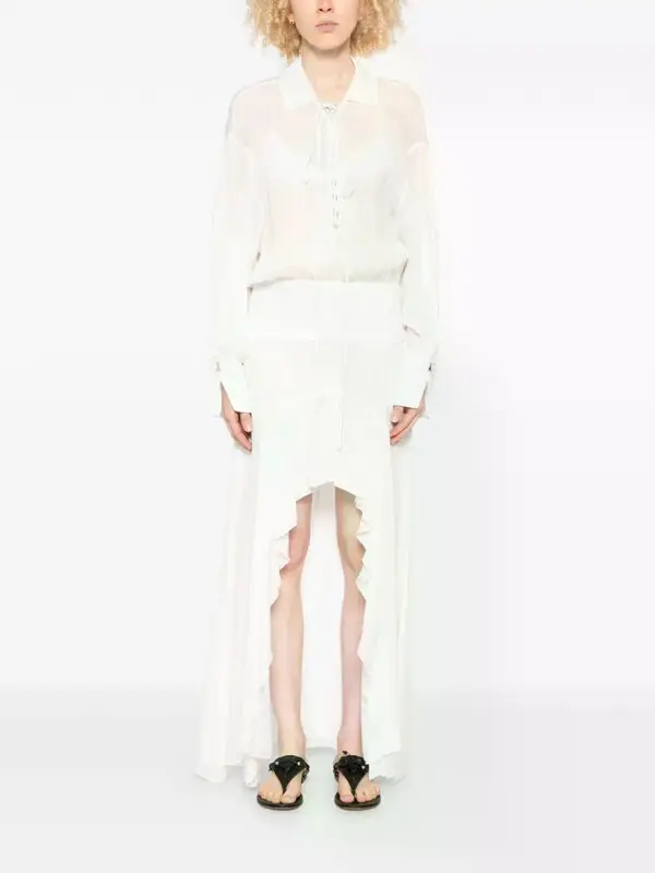 Patrizia Pepe Lace-up Ruffled Asymmetric Dress