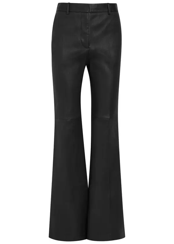 JOSEPH Tafira Leather Flared Trousers - Black