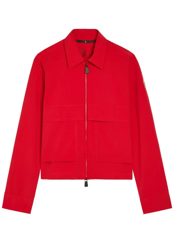 Moncler Cropped Shell Overshirt With Logo Appliqu