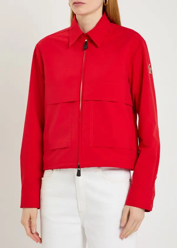 Moncler Cropped Shell Overshirt With Logo Appliqu