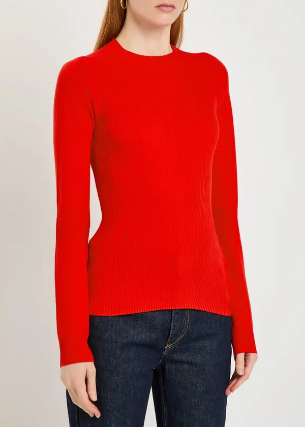 Moncler Ribbed Knit Top With Raglan Sleeves