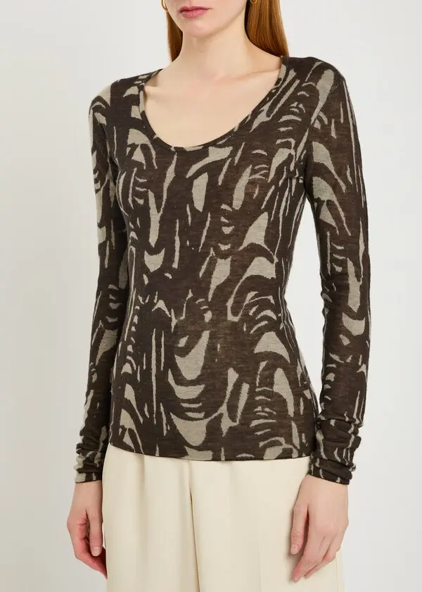 JOSEPH Villa Patterned Cashmere Top