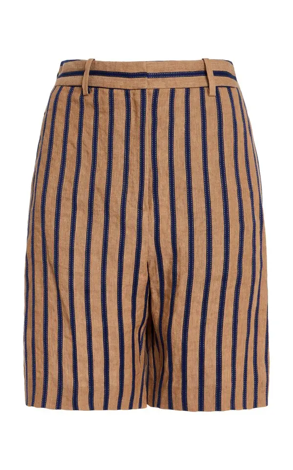 MEL USINE Helene Linen Striped Shorts
