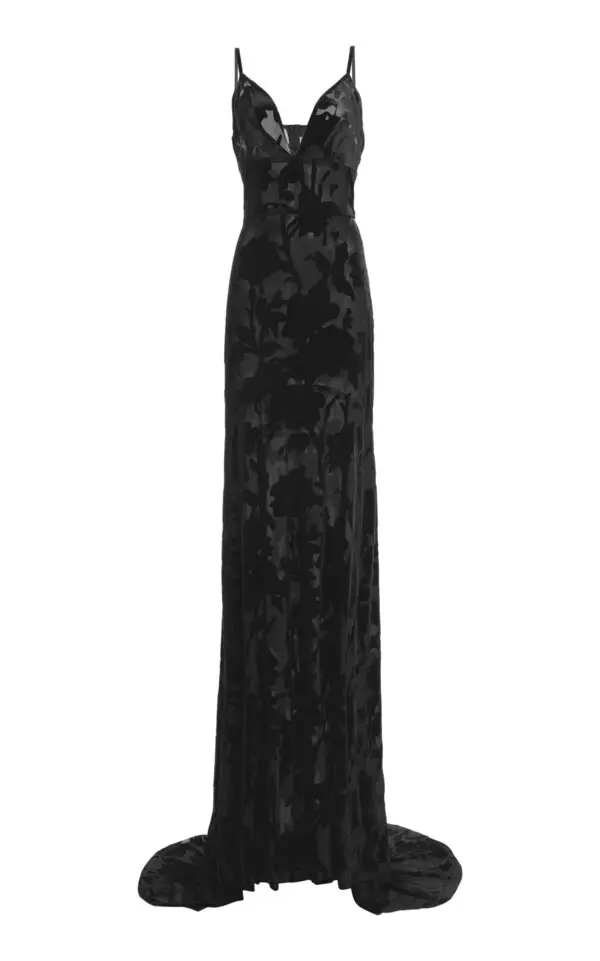 GRETA CONSTANTINE Chealsea Floral Velvet Maxi Dress - Black