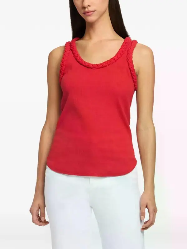 Cinq À Sept Braided Trim Ribbed Knit Tank Top - Red