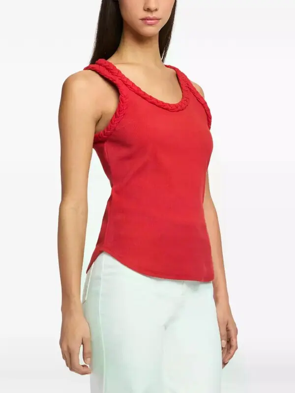 Cinq À Sept Braided Trim Ribbed Knit Tank Top - Red