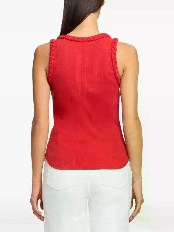 Cinq À Sept Braided Trim Ribbed Knit Tank Top - Red