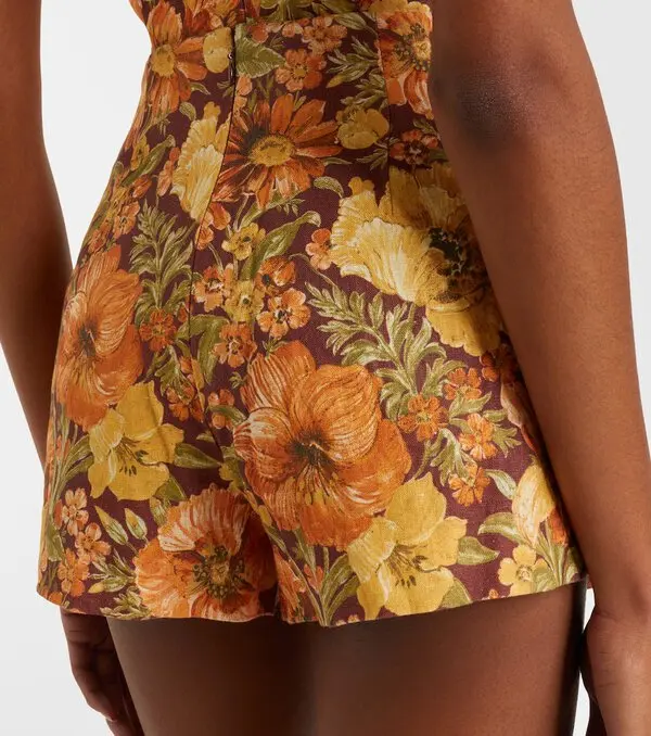 Faithfull The Brand Lila Floral Linen Shorts - Brown
