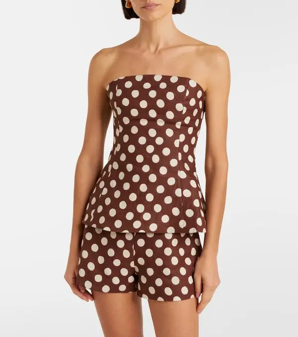 Faithfull The Brand Petro Strapless Linen Top - Brown
