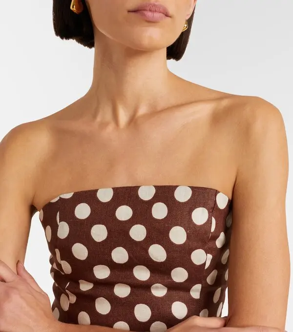 Faithfull The Brand Petro Strapless Linen Top - Brown