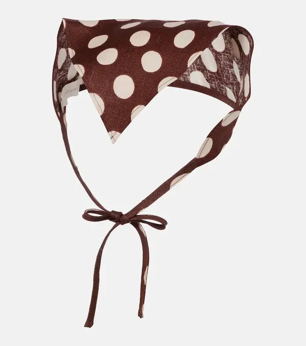 Faithfull The Brand Simona Polka-dot Linen Headscarf
