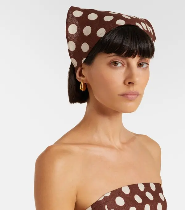Faithfull The Brand Simona Polka-dot Linen Headscarf