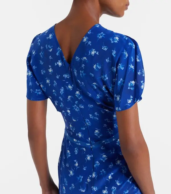 Victoria Beckham Bela Floral Gathered Silk Midi Dress