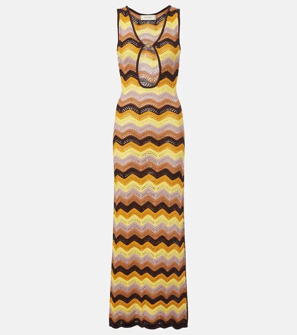 BANANHOT Charli Chevron Crochet Cotton-blend Maxi Dress - Multicoloured