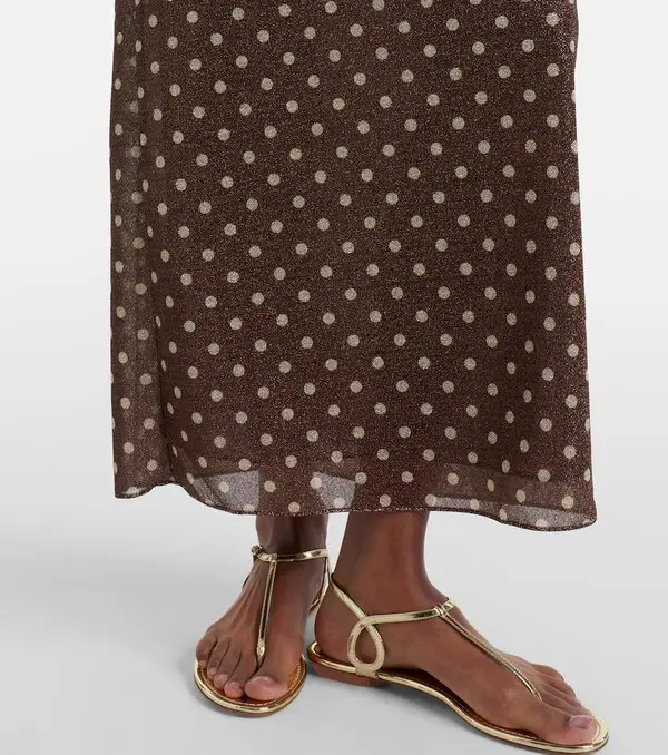 Oseree Lumiere Polka-dot Halterneck Maxi Dress