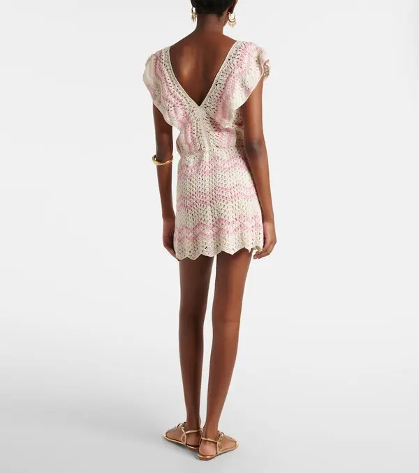 Anna Kosturova Melissa Crochet Cotton Minidress - White
