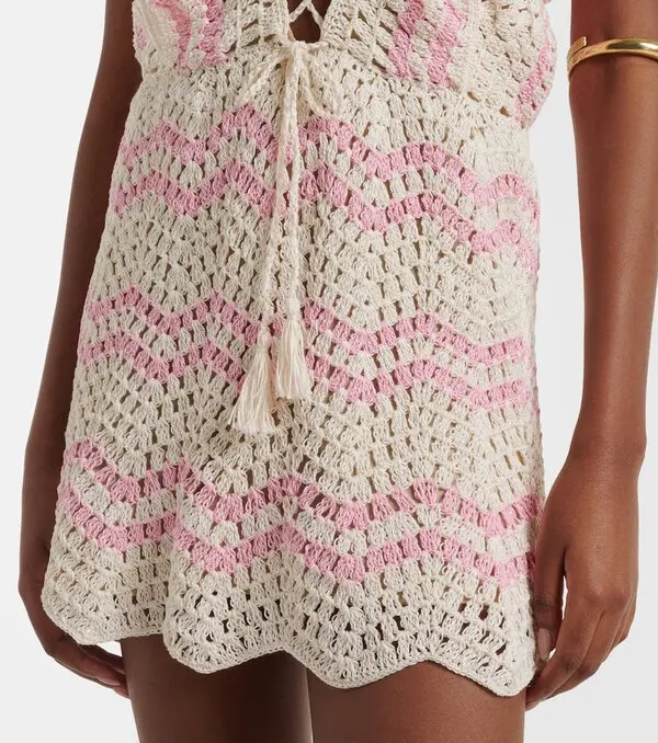 Anna Kosturova Melissa Crochet Cotton Minidress - White