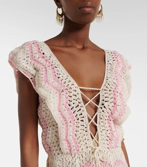 Anna Kosturova Melissa Crochet Cotton Minidress - White