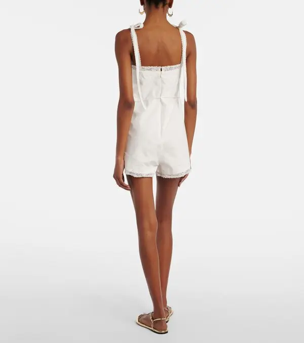 Faithfull The Brand Reine Lace-trimmed Cotton Romper