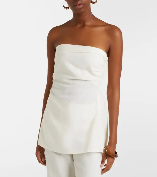 Faithfull The Brand Boe Strapless Linen Top - White