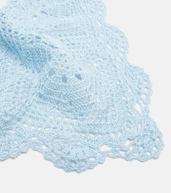 Anna Kosturova Crochet Cotton Head Scarf - Blue