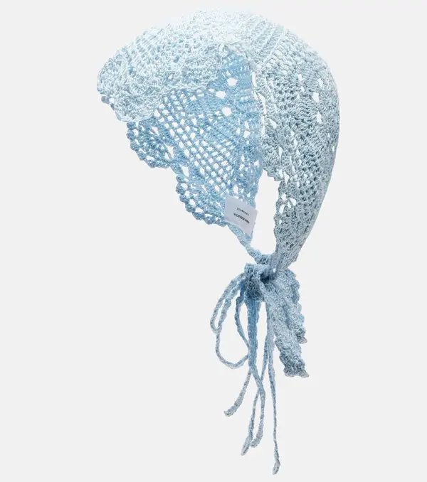 Anna Kosturova Crochet Cotton Head Scarf - Blue