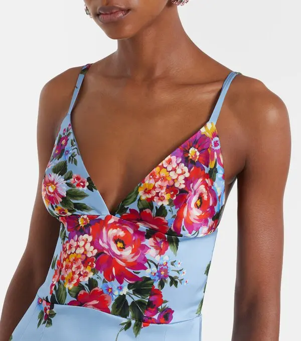 Dolce & Gabbana Floral Print Silk Blend Midi Dress
