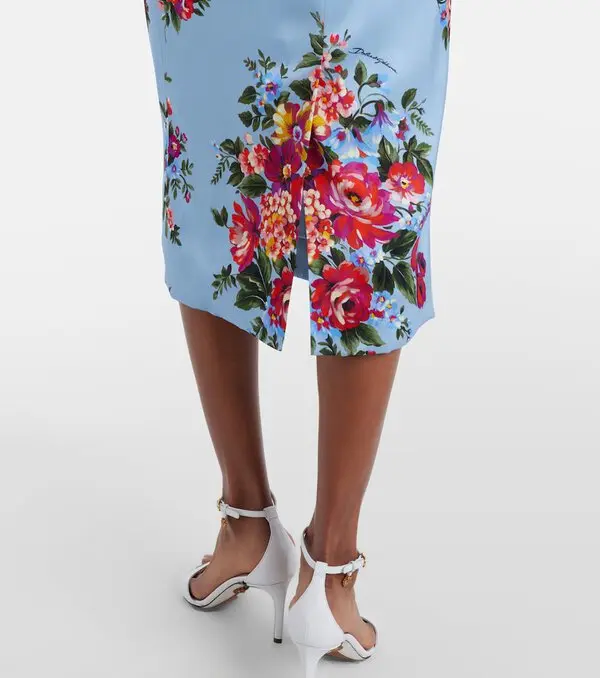 Dolce & Gabbana Floral Print Silk Blend Midi Dress