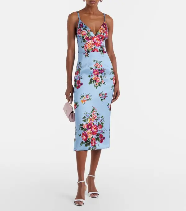 Dolce & Gabbana Floral Print Silk Blend Midi Dress