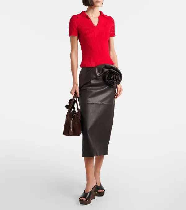 Magda Butrym Crochet-trimmed Cotton Polo Shirt