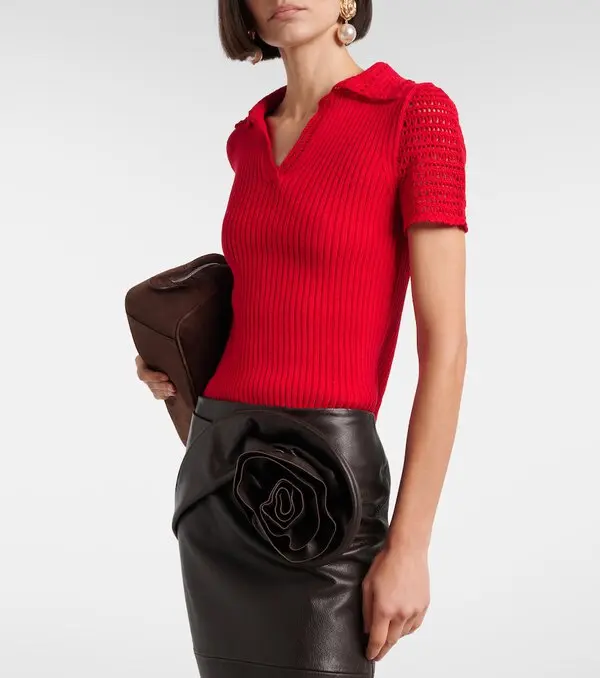 Magda Butrym Crochet-trimmed Cotton Polo Shirt