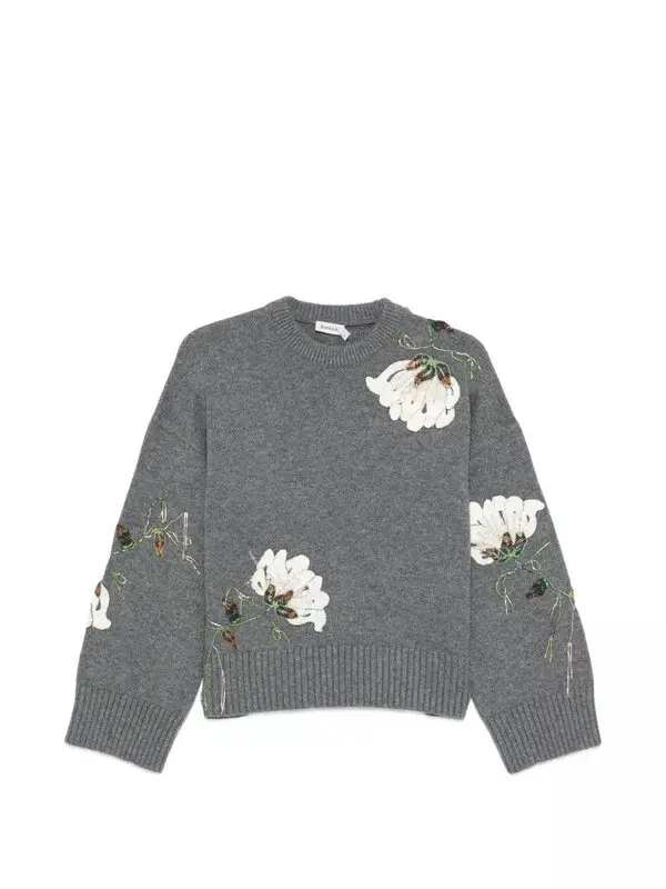 Simkhai Floral Embroidered Round Neck Sweater