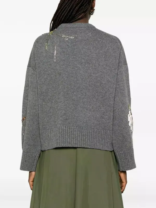 Simkhai Floral Embroidered Round Neck Sweater
