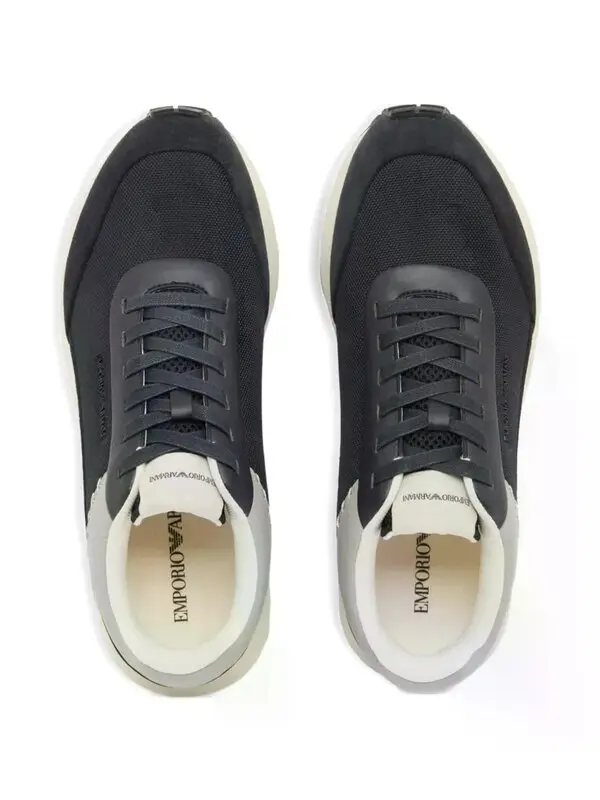Emporio Armani Mesh Panelled Suede Trim Sneakers