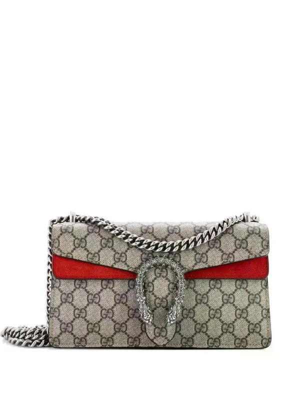 Gucci Dionysus Gg Coated Canvas Small Shoulder Bag With Crystal Embellishments - Red