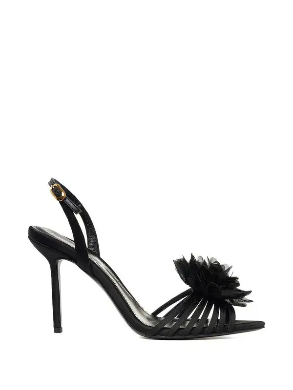 GINISSIMA Julia Heeled Sandals With Floral Detail - Black