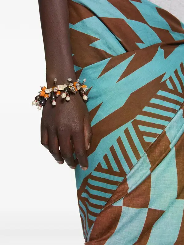 Dries Van Noten Beaded Bracelet With Gemstone Embellishment - Silver