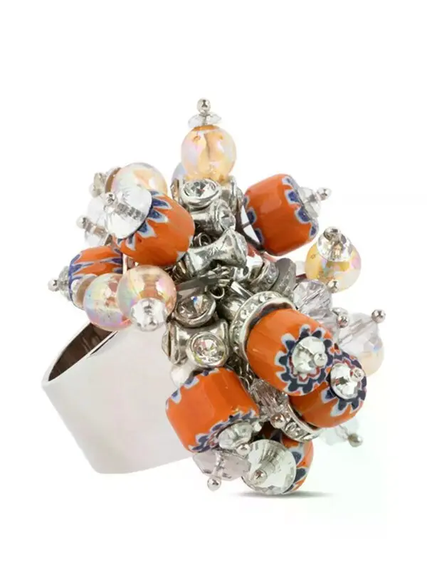 Dries Van Noten Embellished Beaded Ring - Silver