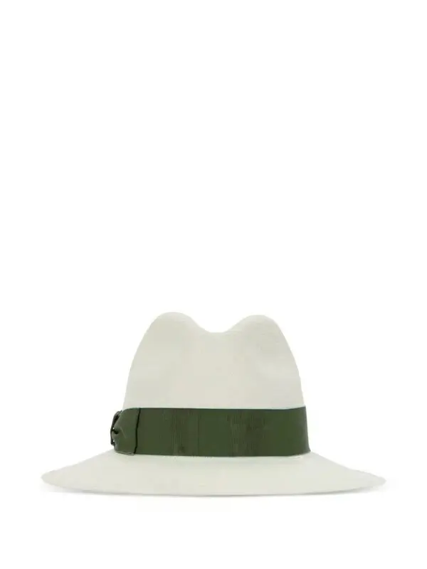 Borsalino Wide Brim Hat With Ribbon Detail - Neutrals