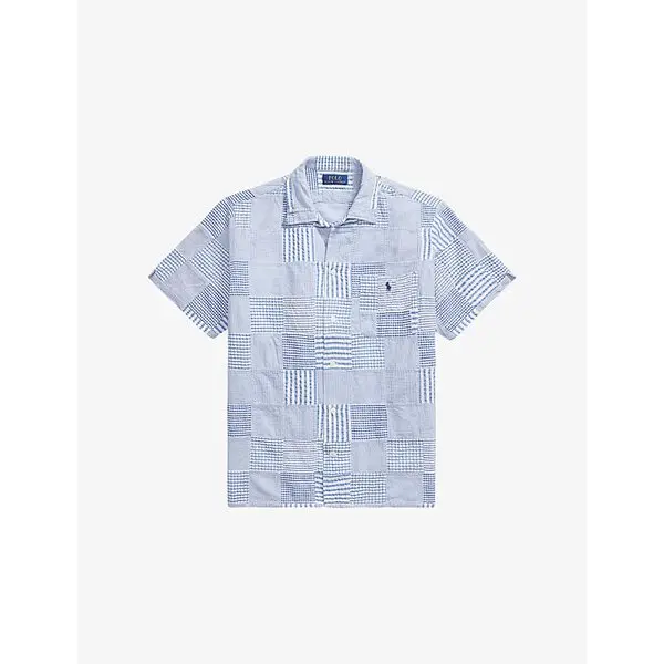 Polo Ralph Lauren Logo-embroidered Patch-work Seersucker Cotton Shirt