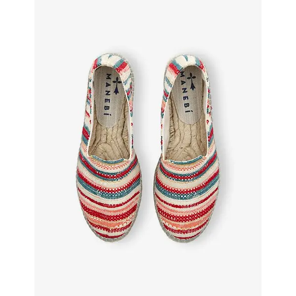 Manebí Striped Raffia Flat Espadrilles - Mult/other