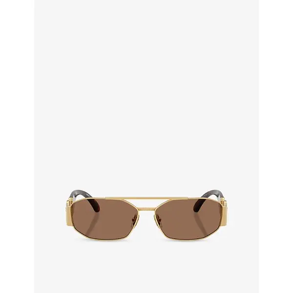 Versace Irregular Frame Metal Sunglasses - Gold