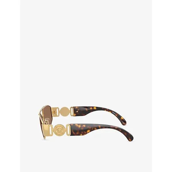 Versace Irregular Frame Metal Sunglasses - Gold