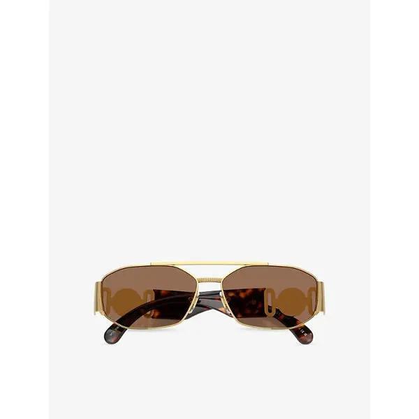 Versace Irregular Frame Metal Sunglasses - Gold