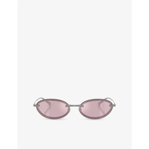 JIMMY CHOO Oval-frame Metal Sunglasses - Silver