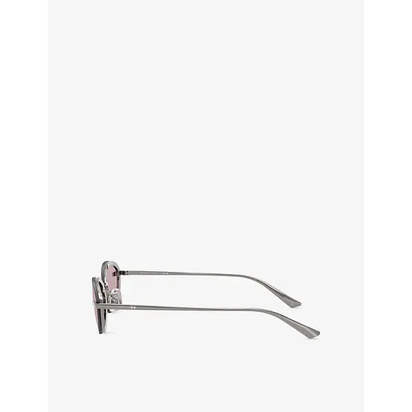 JIMMY CHOO Oval-frame Metal Sunglasses - Silver
