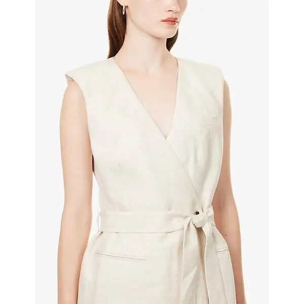 Good American Belted V-neck Woven Vest