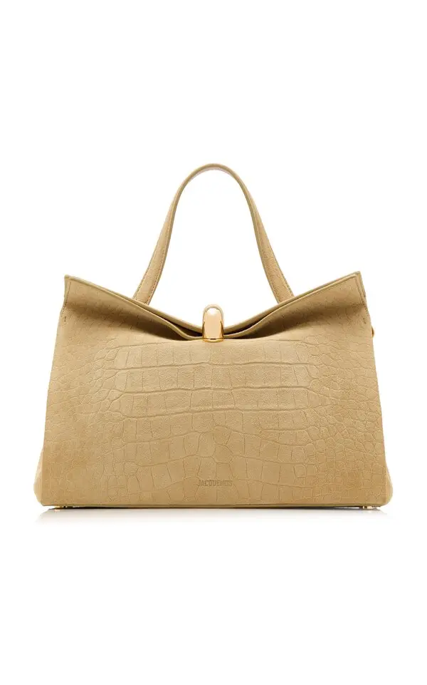 Jacquemus The Small Valérie Croc-effect Suede Bag - Neutral