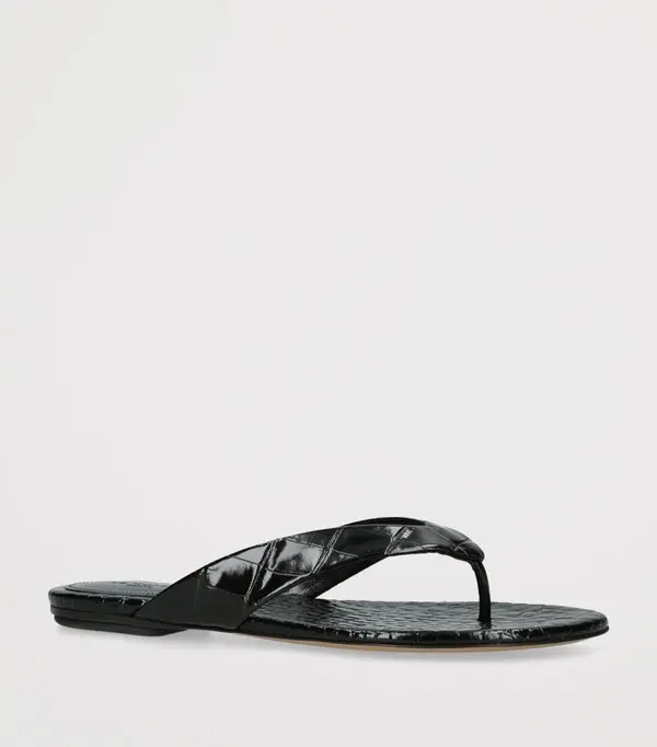 Le Monde Beryl Croc-effect Leather Sandals - Black