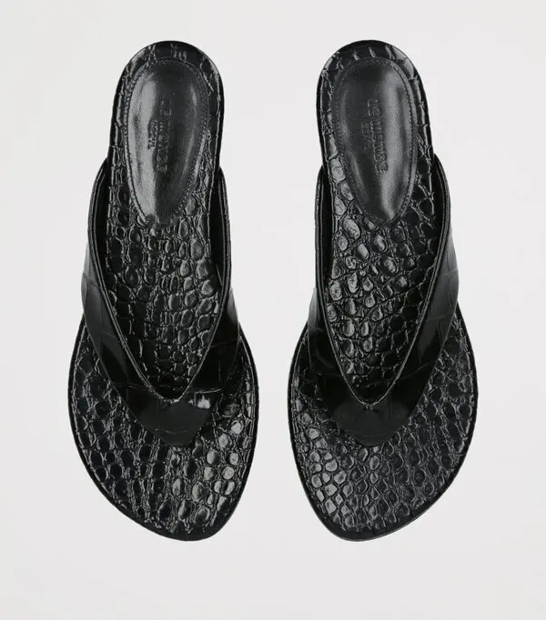Le Monde Beryl Croc-effect Leather Sandals - Black